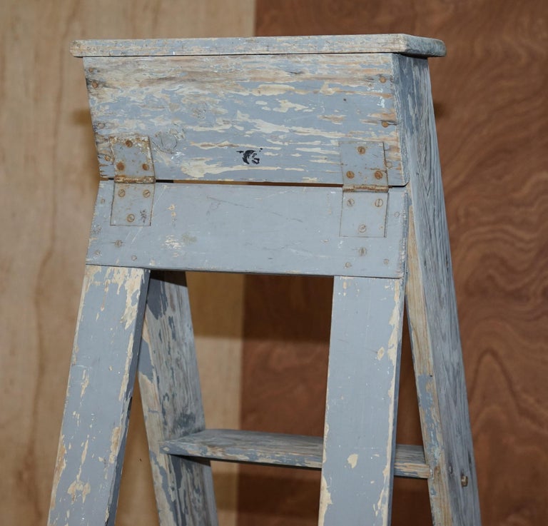 Vintage Pitch Pine circa 1920's Original Aqua Blue Paint Decorators ...