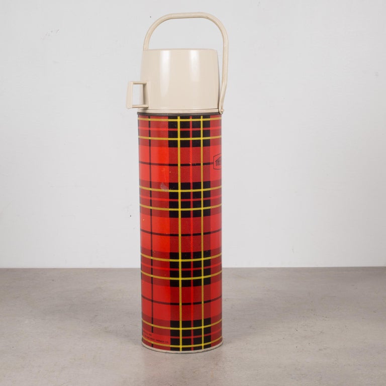 Vintage Plaid Thermos with Glass Interior For Sale at 1stDibs