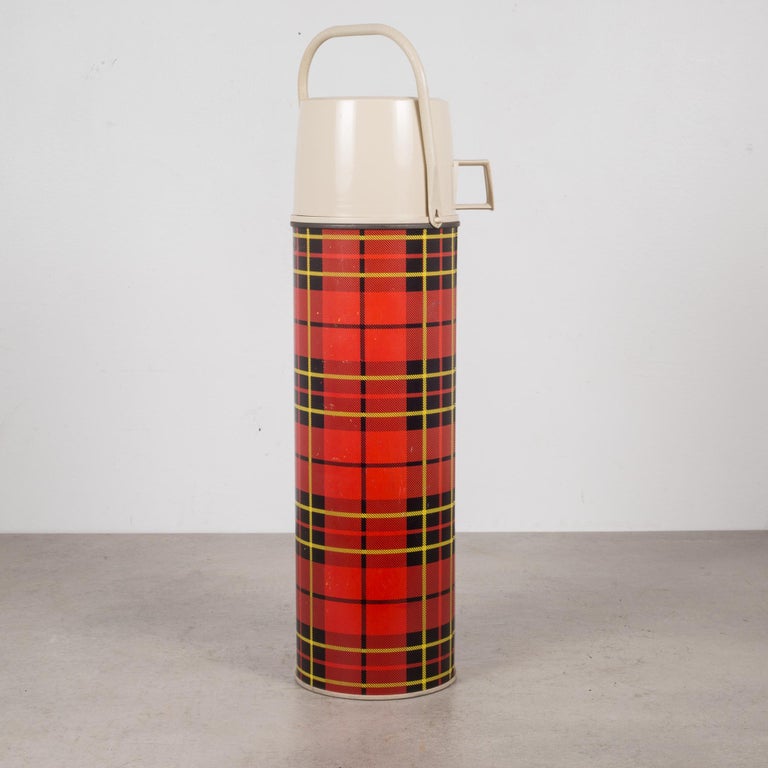 Vintage Plaid Thermos with Glass Interior For Sale at 1stDibs