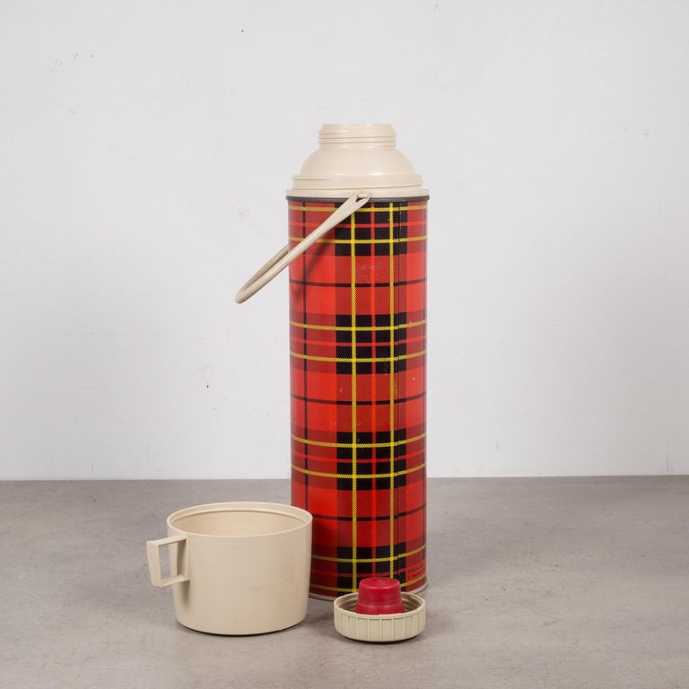 Vintage Plaid Thermos with Glass Interior For Sale at 1stDibs