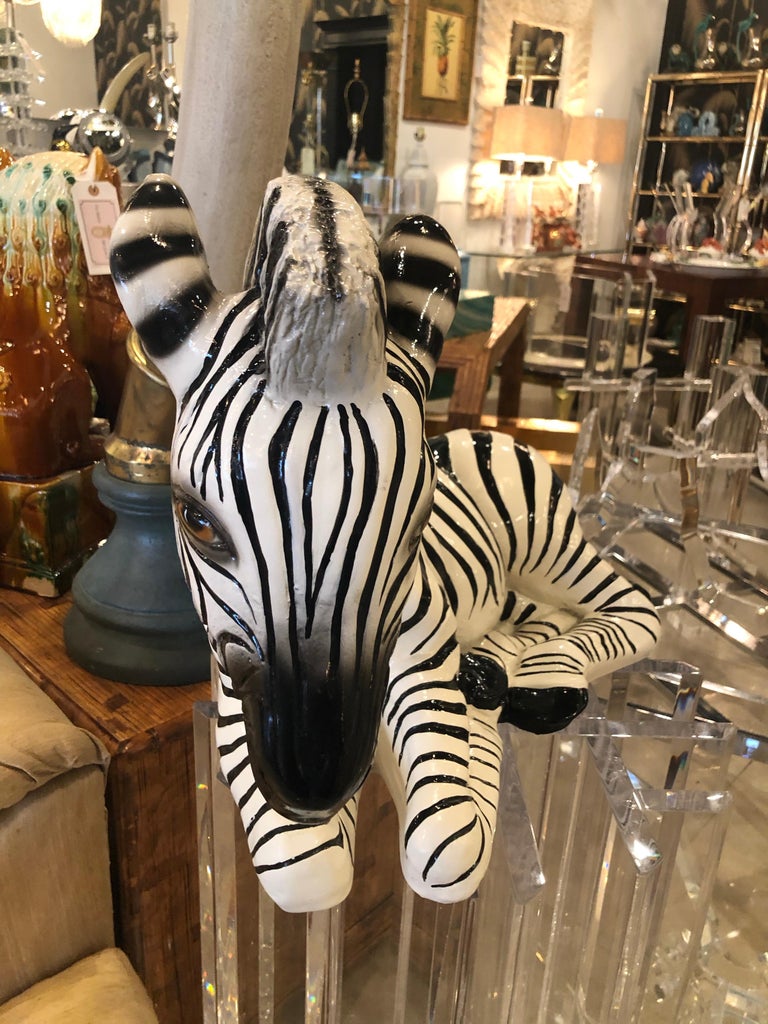 Vintage Plaster Hollywood Regency Large Zebra Statue at 1stDibs | zebra ...