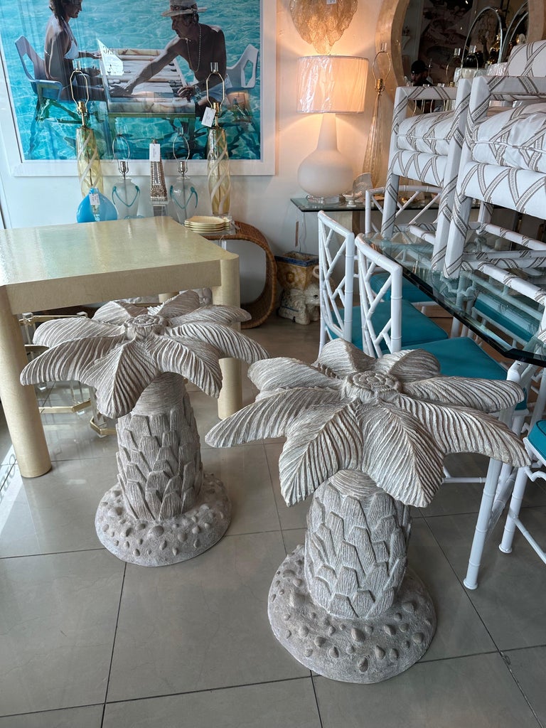 Vintage Plaster Palm Tree Leaf Table Dining Table or Center Entry Base ...