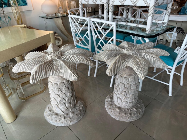 Vintage Plaster Palm Tree Leaf Table Dining Table or Center Entry Base ...