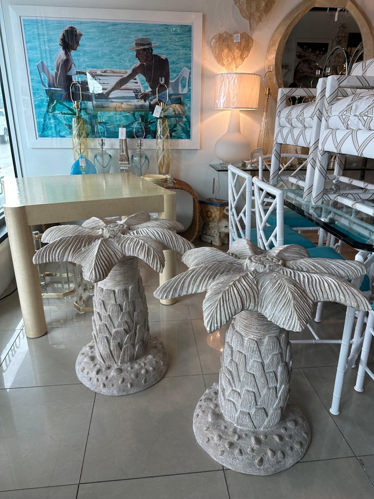 Vintage Plaster Palm Tree Leaf Table Dining Table or Center Entry Base ...
