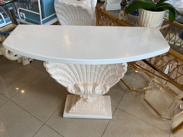 Vintage Plaster Seashell Scallop Shell Console Table Lacquered at ...