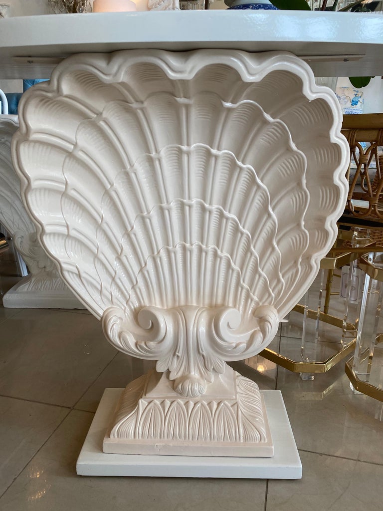 Vintage Plaster Seashell Scallop Shell Console Table Lacquered at ...