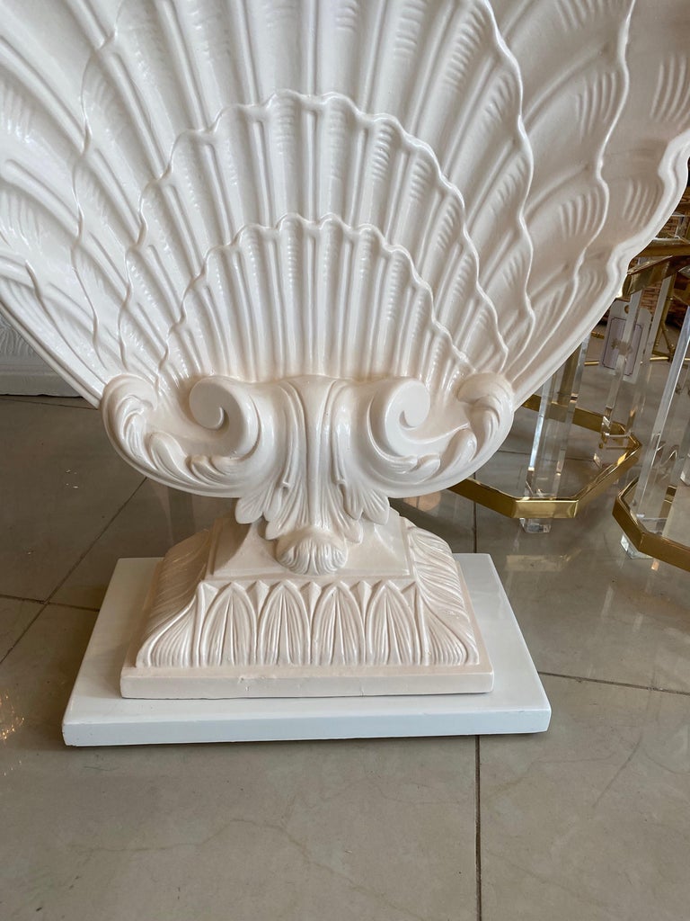 Vintage Plaster Seashell Scallop Shell Console Table Lacquered at ...
