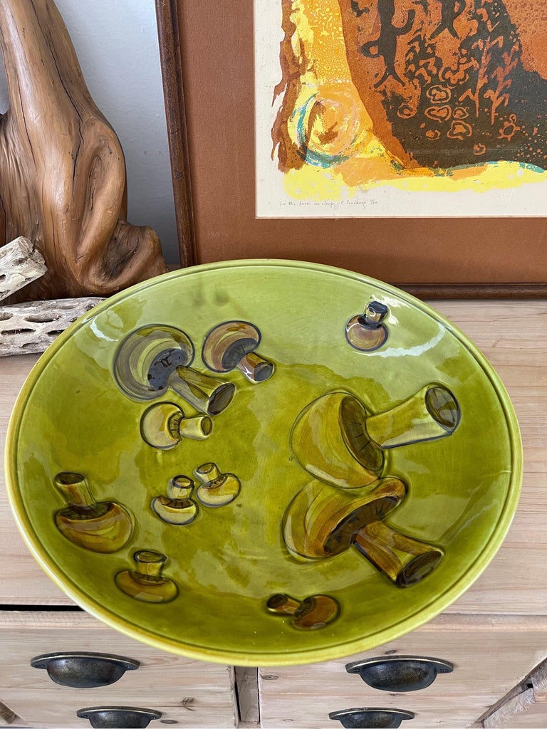 Vintage Plate with Mushroom Design with Interesting Glaze For Sale at ...