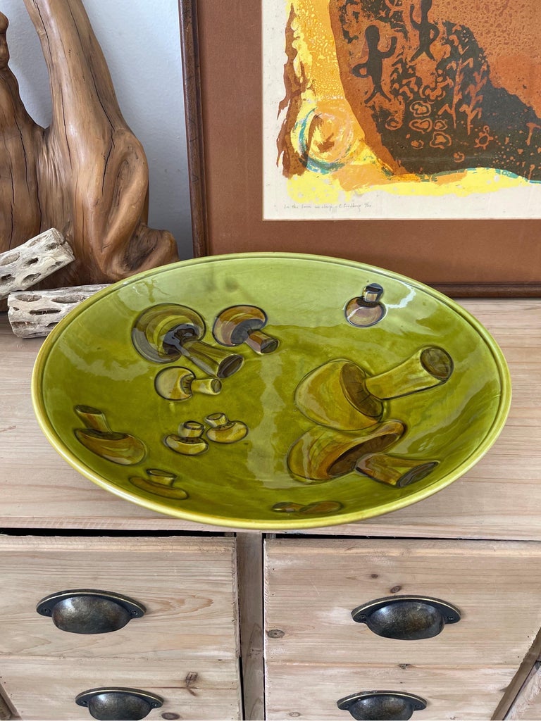 Vintage Plate with Mushroom Design with Interesting Glaze For Sale at ...