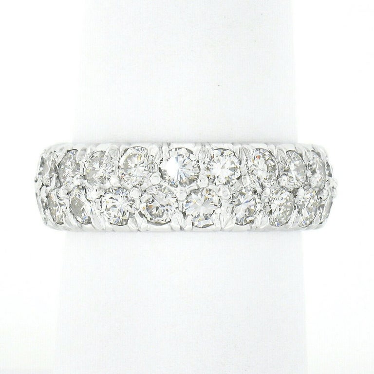 Vintage Platinum 3.50ctw Two Row Round Pave Diamond Eternity Wedding ...