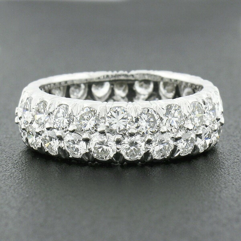 Vintage Platinum 3.50ctw Two Row Round Pave Diamond Eternity Wedding ...