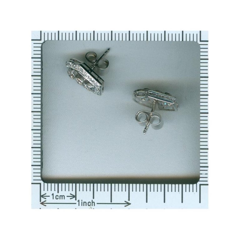Vintage Platinum Art Deco Diamond Earstuds from the 1950s at 1stDibs