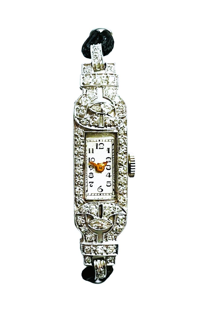 Vintage Platinum Diamond 17 Jewel Acoro Wrist Watch Bracelet Working ...
