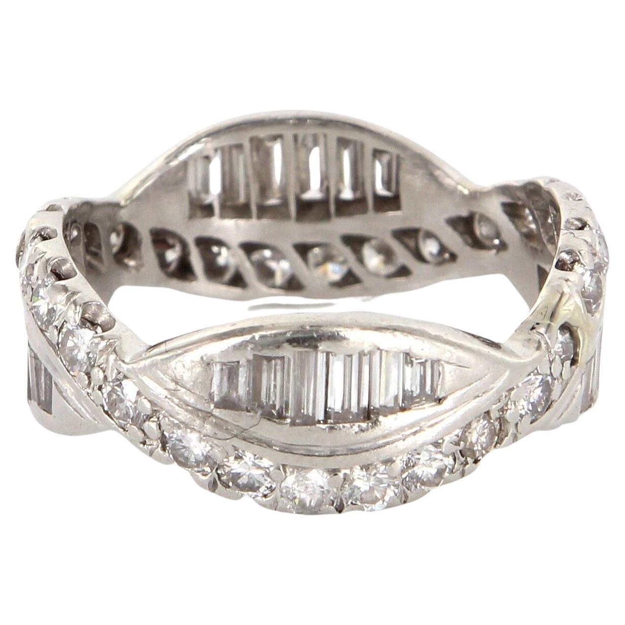 Vintage Platinum Diamond Eternity Stack Band Ring Fine Estate Jewelry ...