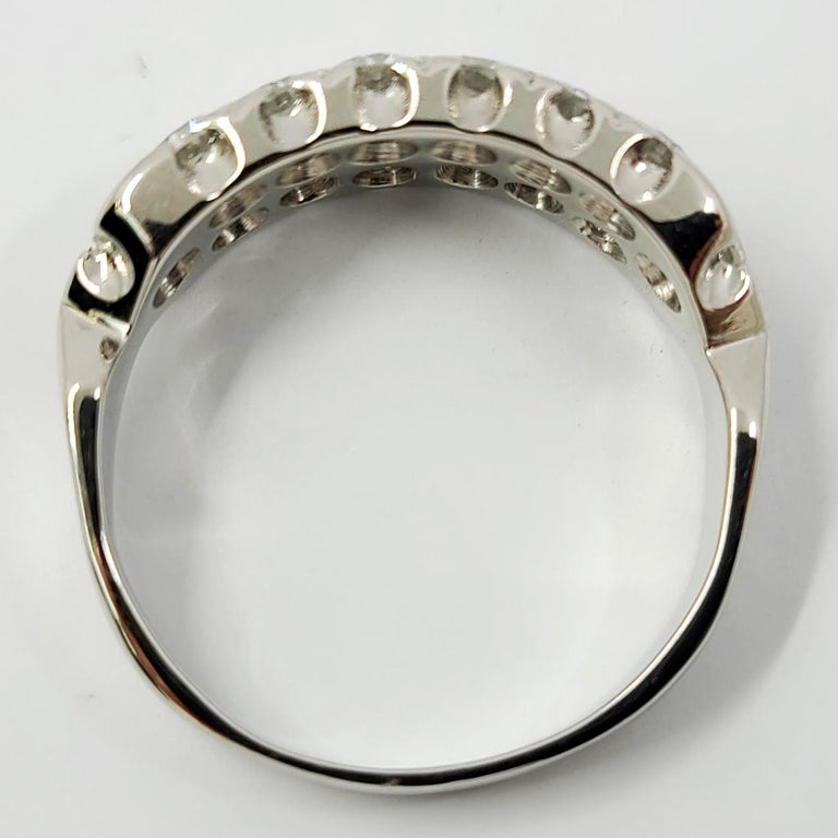 Vintage Platinum Double Row Diamond Band Ring For Sale at 1stDibs