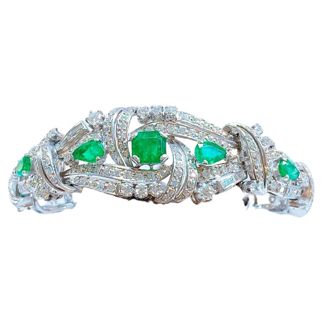 Vintage mammoth ivory diamond and platinum bracelet at 1stDibs