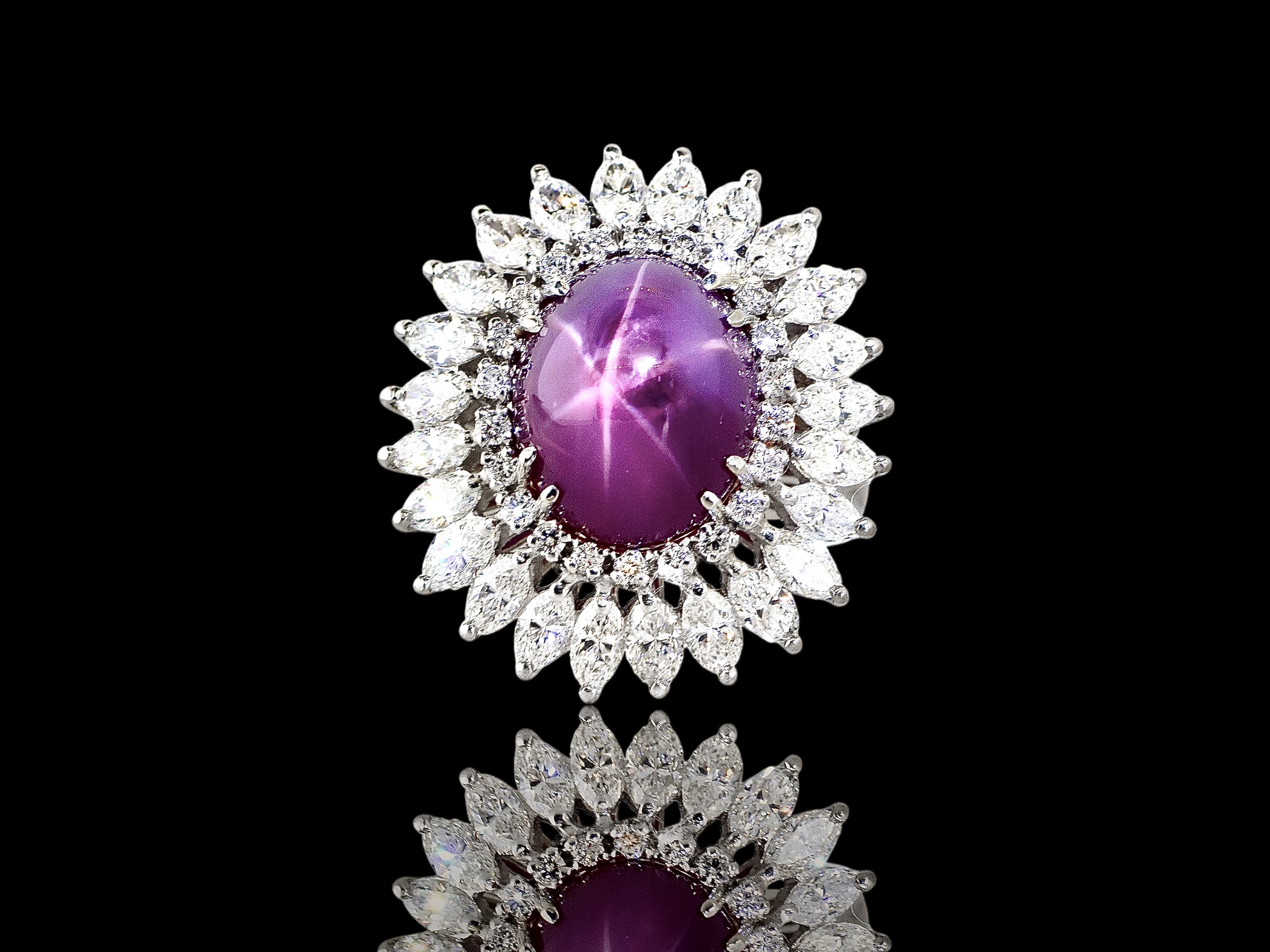 Vintage Platinum GIA Graded Star Ruby Ring, 17.29 ct and 3.0 ct of fine ...