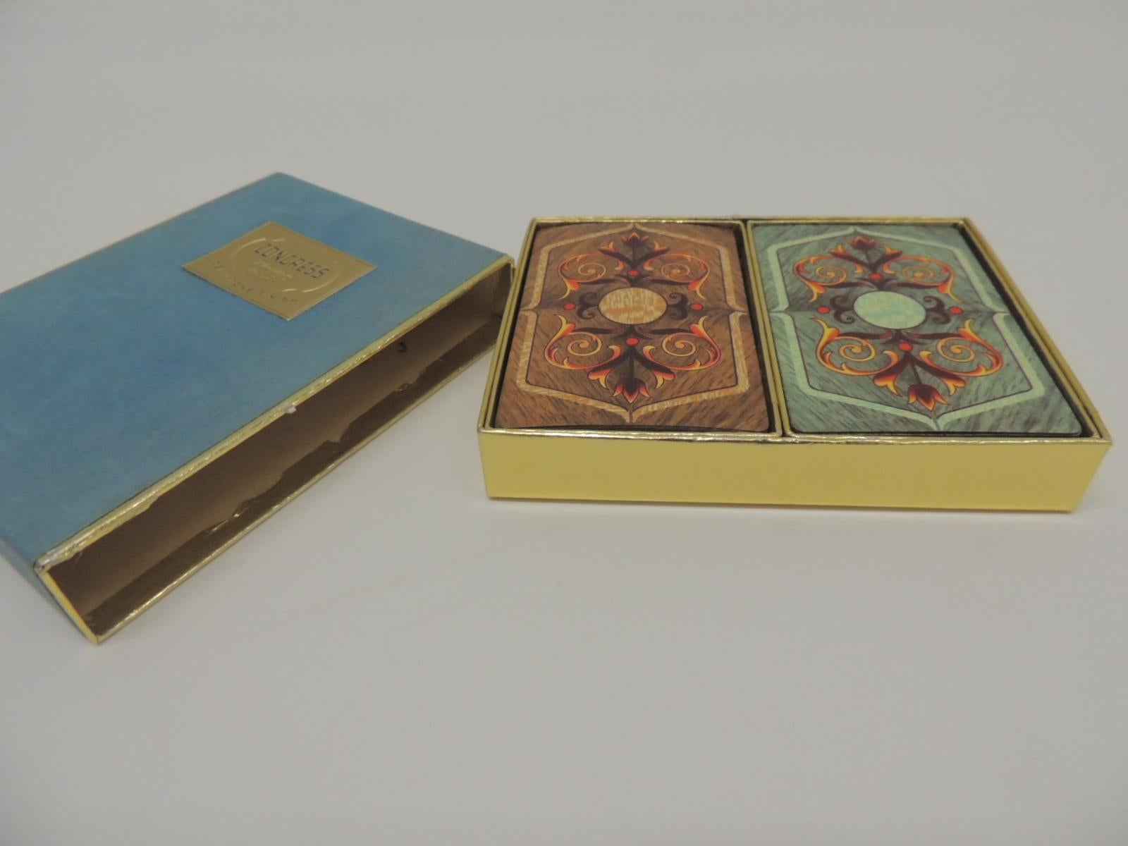 Vintage Playing Cards Set in Velvet Blue Box at 1stDibs