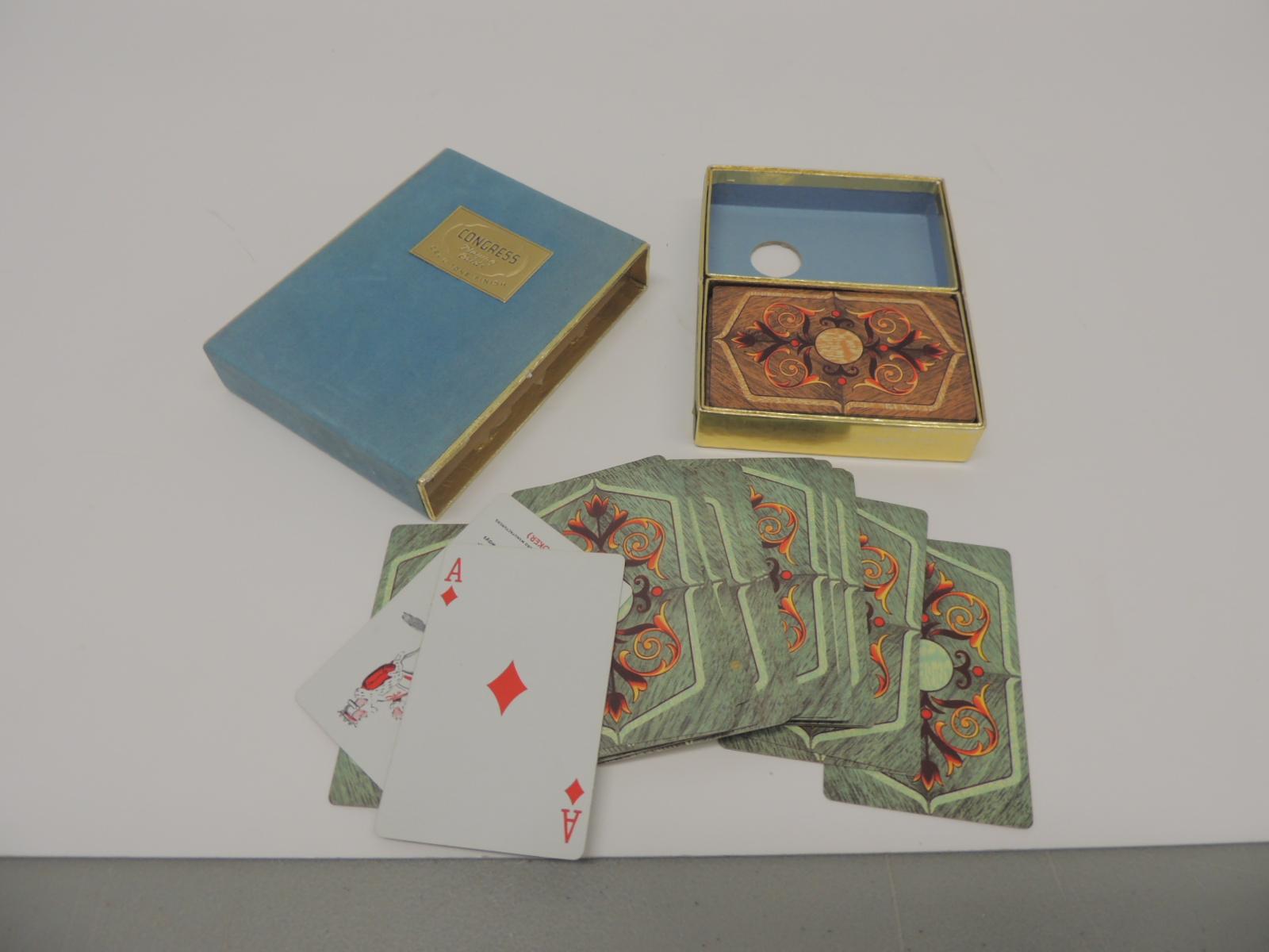 Vintage Playing Cards Set in Velvet Blue Box at 1stDibs