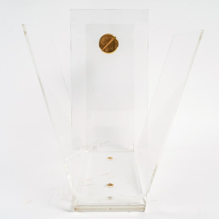 Vintage Plexiglass and Gilded Brass Ring-Holder For Sale at 1stDibs