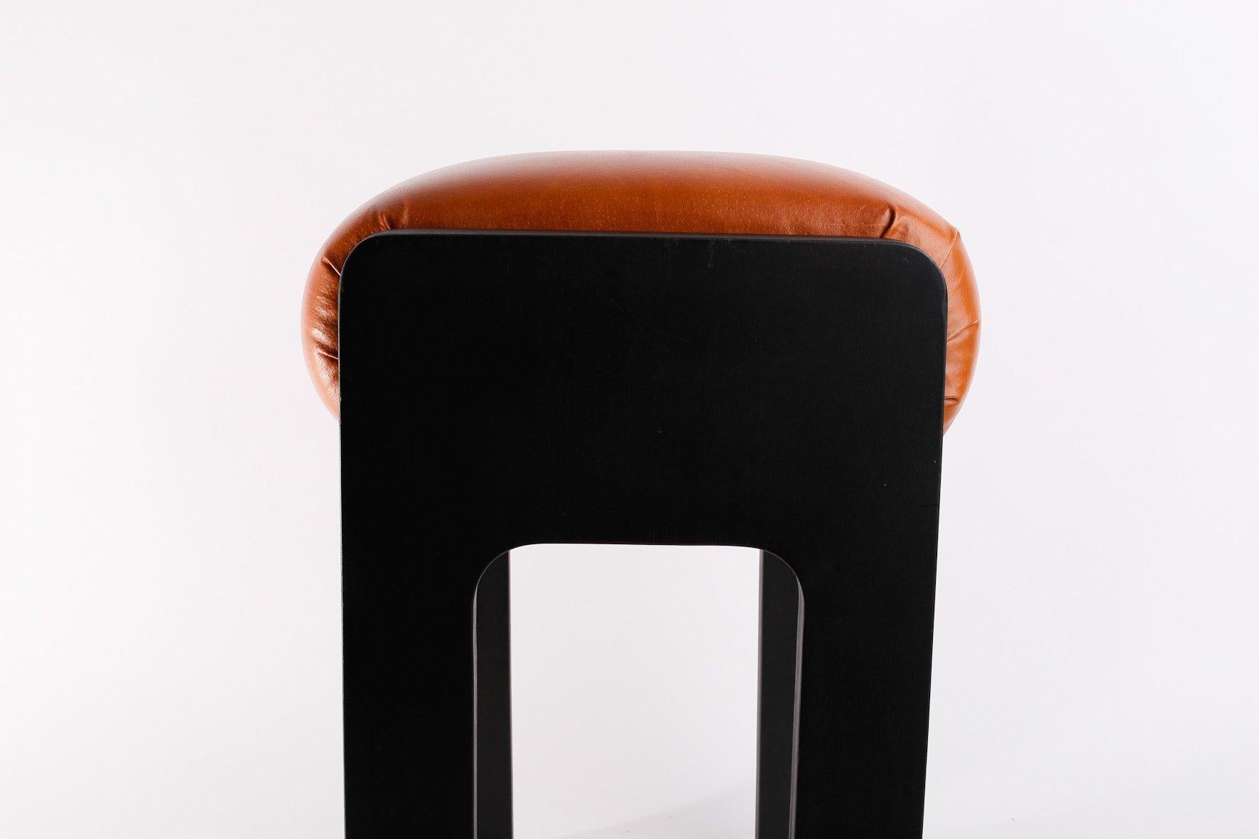 Vintage Plywood and Leather Stool at 1stDibs