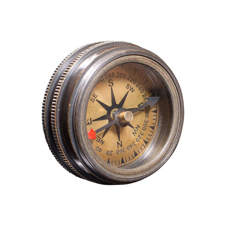 Vintage Pocket Compass, English, Brass, Navigation Instrument, Late ...