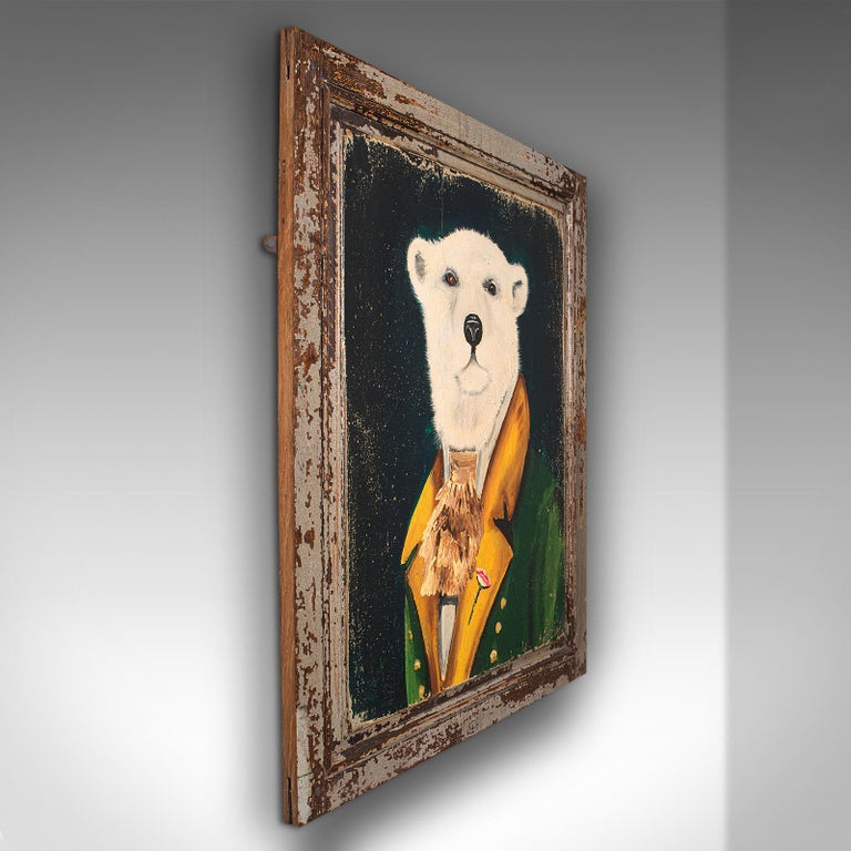 Vintage Polar Bear Portrait, English, Oil, Victorian Pine ...