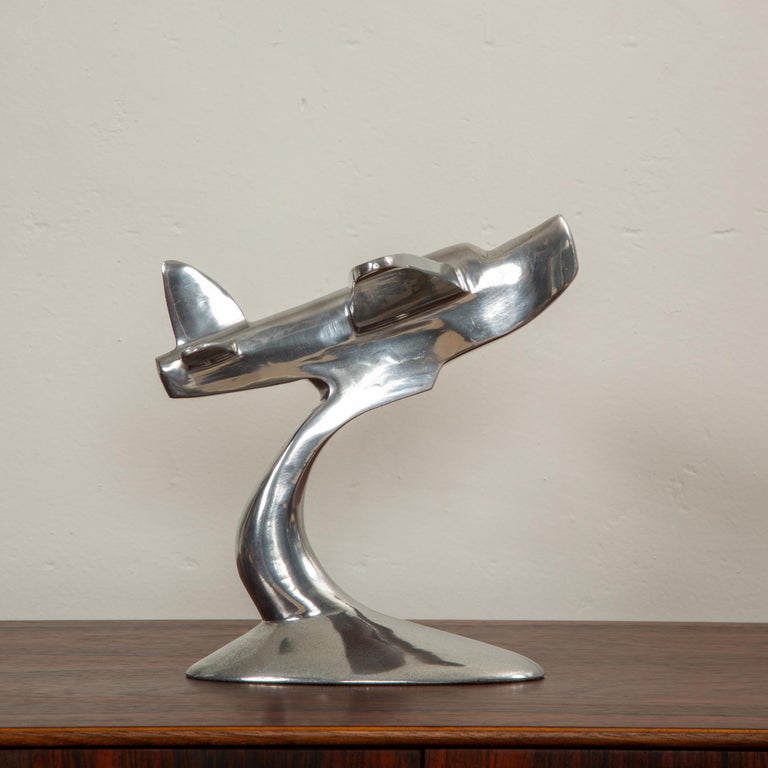 Vintage Polished Aluminium Airplane Sculpture at 1stDibs