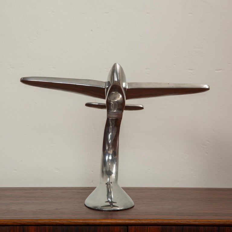 Vintage Polished Aluminium Airplane Sculpture at 1stDibs