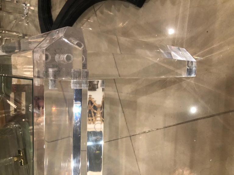 Vintage Polished Beveled Lucite Coffee Cocktail Table New Inset Glass ...