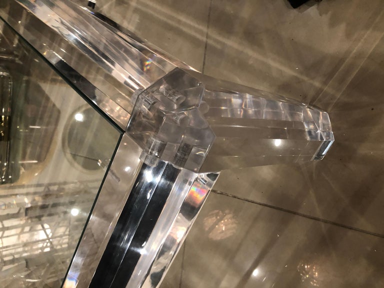 Vintage Polished Beveled Lucite Coffee Cocktail Table New Inset Glass ...