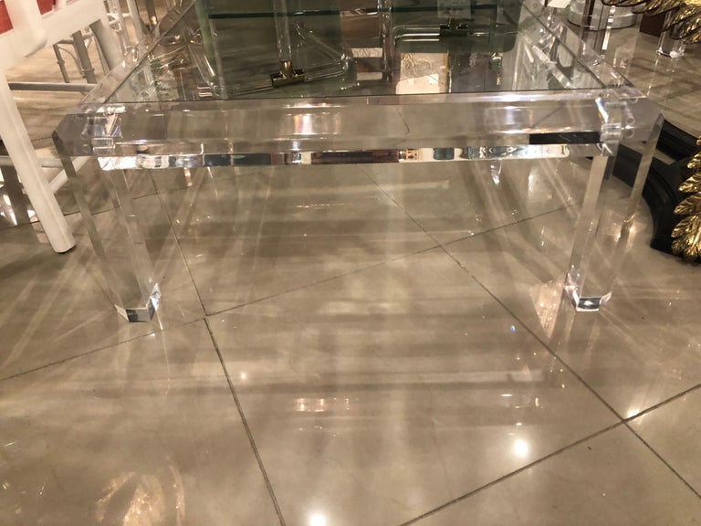 Vintage Polished Beveled Lucite Coffee Cocktail Table New Inset Glass ...