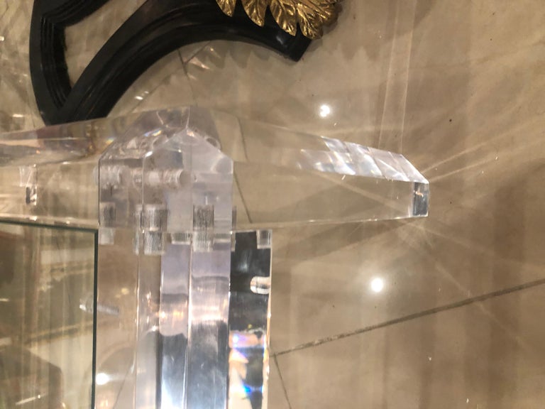 Vintage Polished Beveled Lucite Coffee Cocktail Table New Inset Glass ...