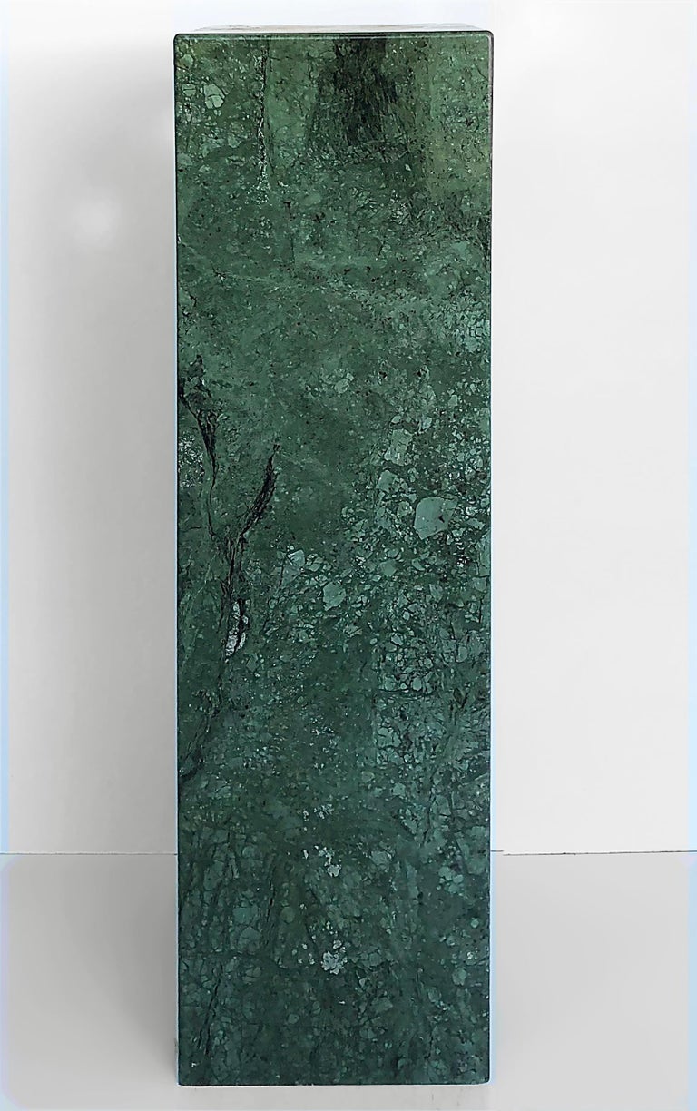 Vintage Polished Green Marble Square Column Pedestal at 1stDibs