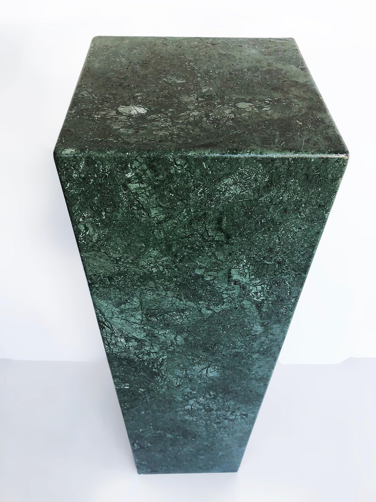 Vintage Polished Green Marble Square Column Pedestal at 1stDibs