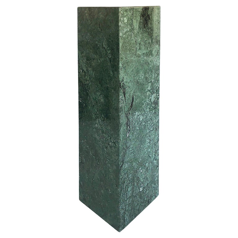 Vintage Polished Green Marble Square Column Pedestal at 1stDibs