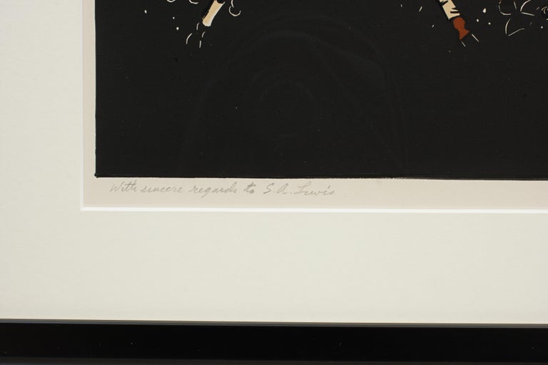 Vintage Polo Linocut Picture, Edwin Ward For Sale at 1stDibs