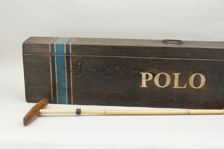 Vintage Polo Mallets in Pine Polo Mallet Travel Box at 1stDibs