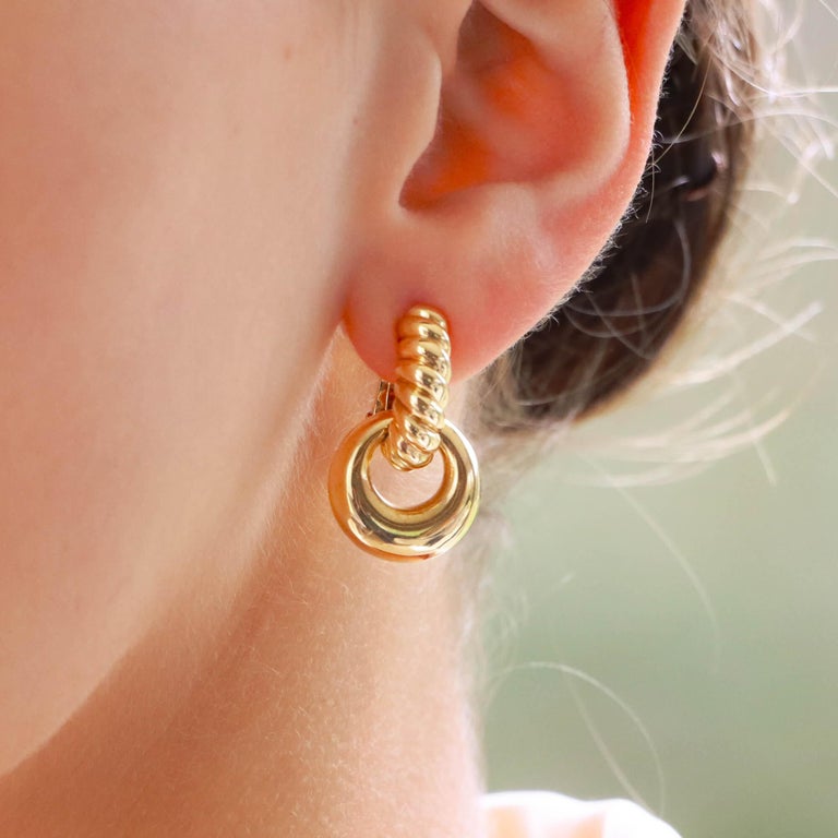 Vintage Pomellato Convertible Twisted Hoop Earrings in 18k Yellow Gold ...