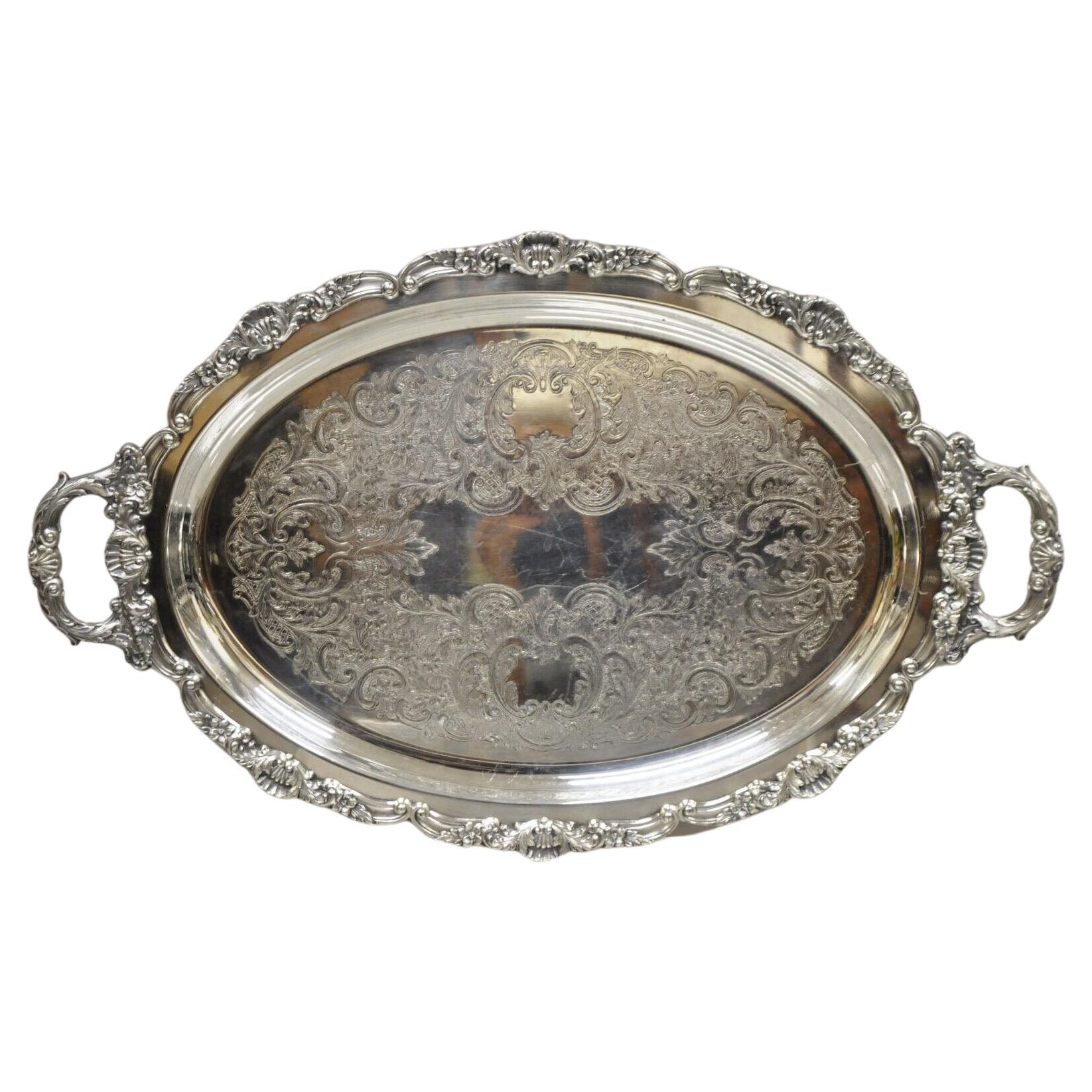 Vintage Poole Silver Co Fancy Twin Handle Silver Plated Narrow Platter ...