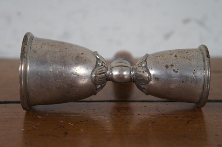 Vintage Poole Sterling Silver Double Cocktail Golf Jigger 1oz 2oz Wood ...