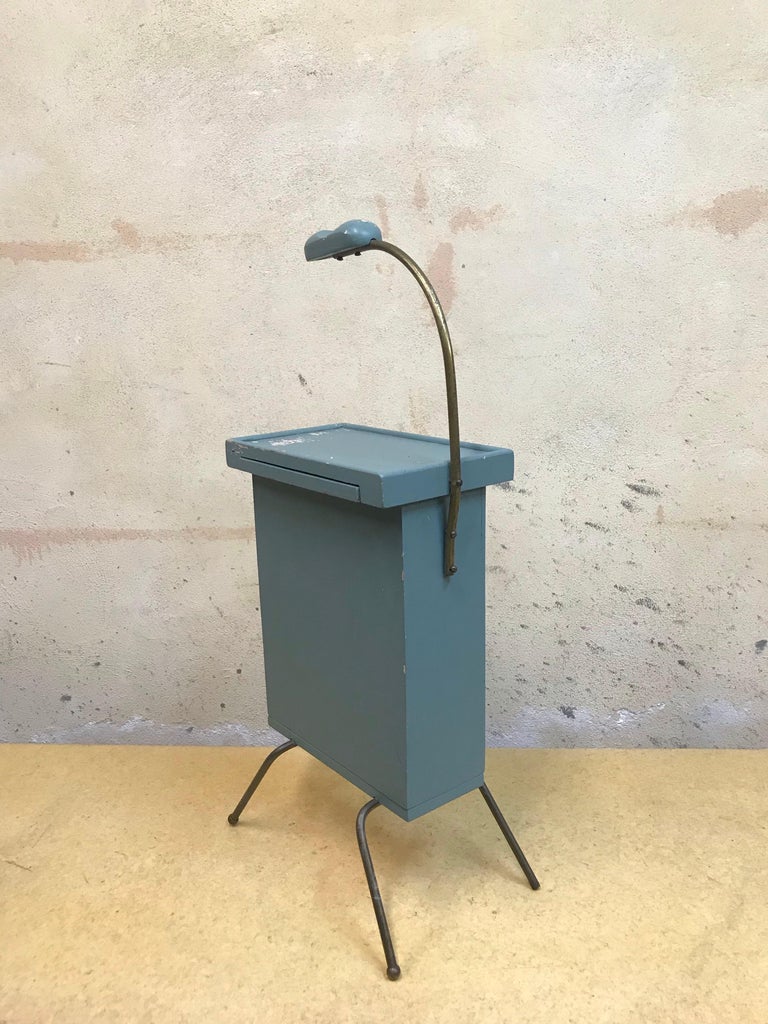 Vintage American 1950's Wooden Telephone Stand with Simple Atomic Legs ...