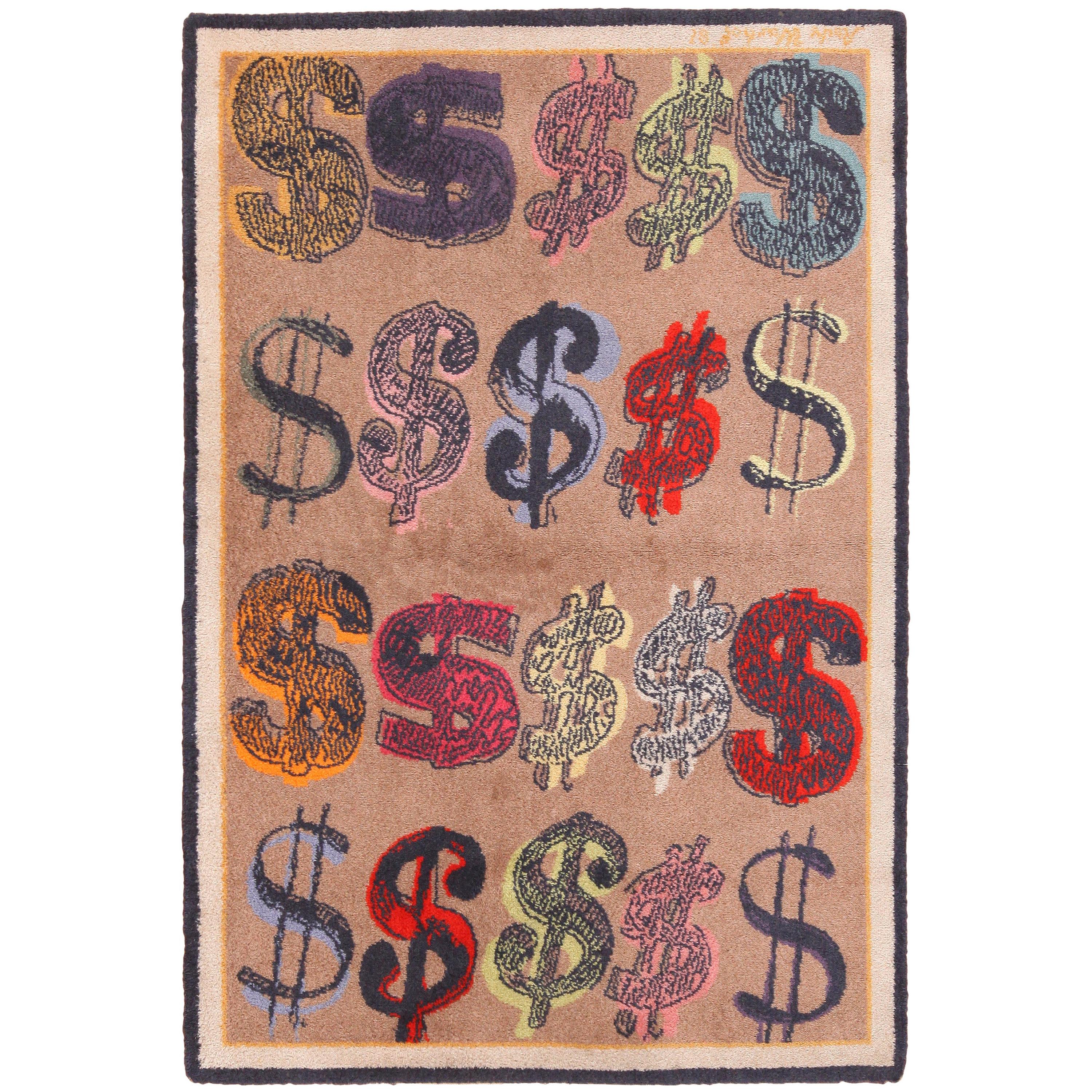 Vintage Scandinavian (after) Andy Warhol Dollar Sign Pop Art Rug at 1stDibs