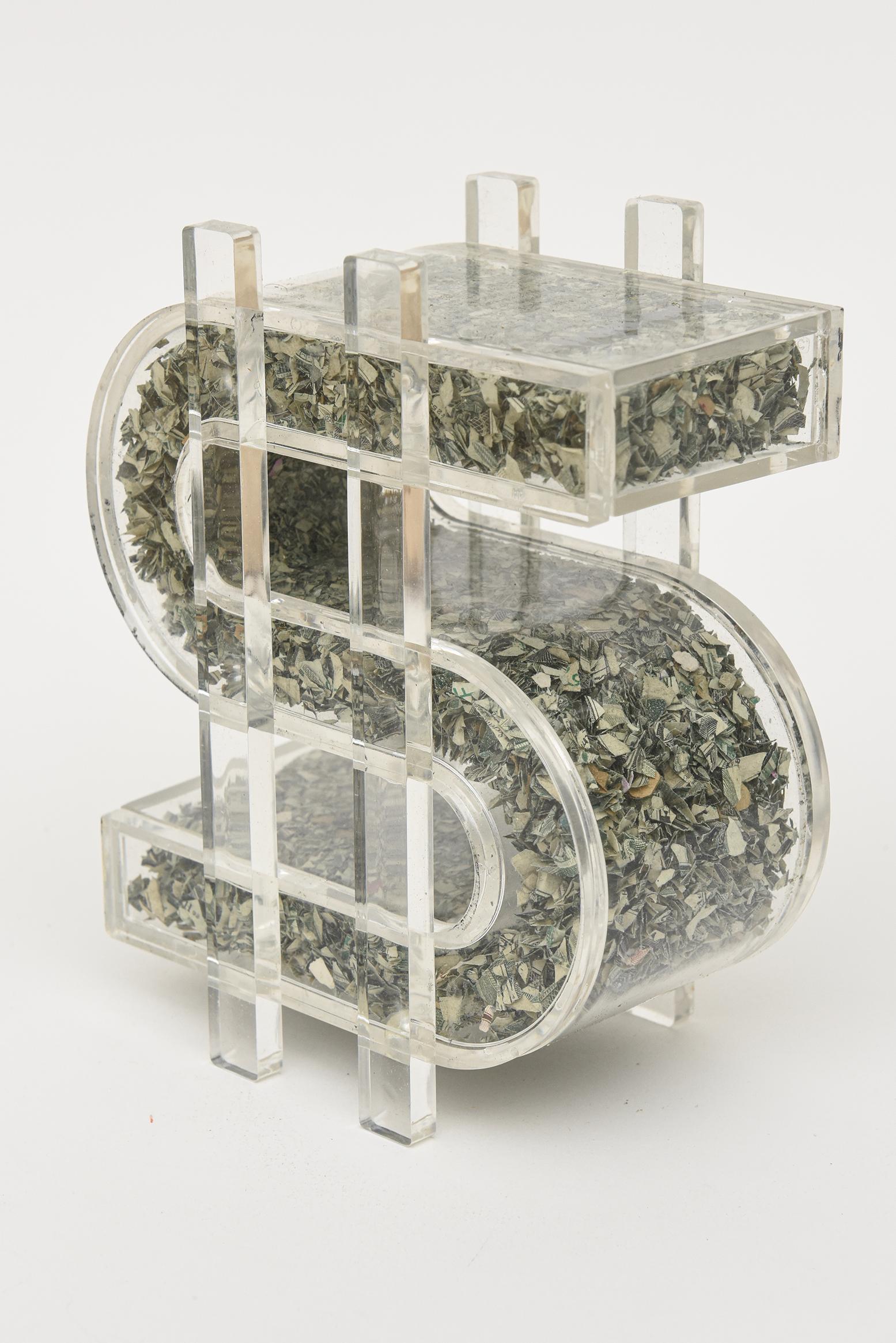 Vintage Pop Art Shredded and Deminted Lucite Money Sculpture Dollar ...