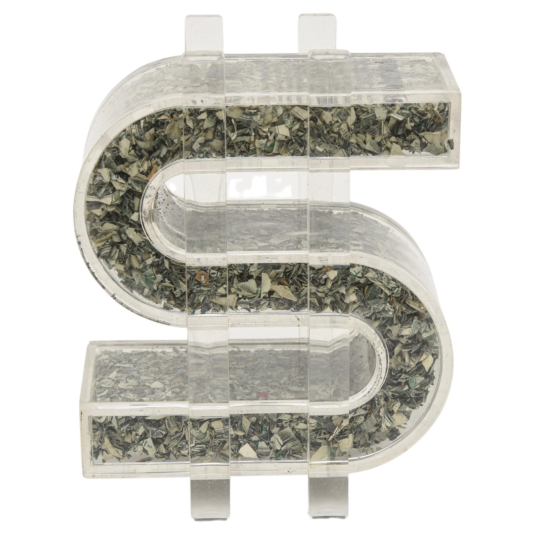 Vintage Pop Art Shredded and Deminted Lucite Money Sculpture Dollar ...