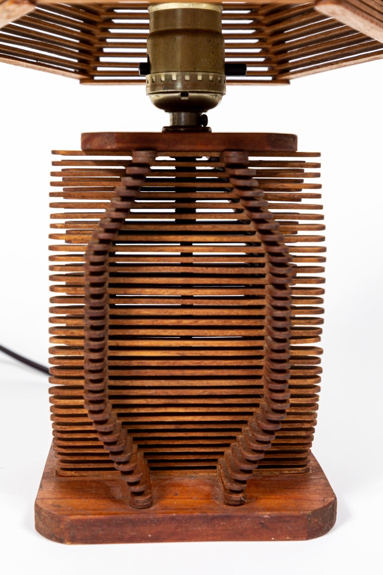 Vintage Popsicle Stick 'Tramp Art' Lamp at 1stDibs