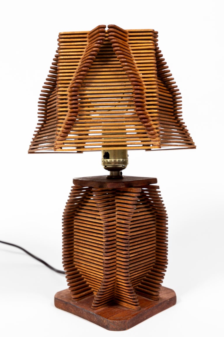 Vintage Popsicle Stick 'Tramp Art' Lamp at 1stDibs