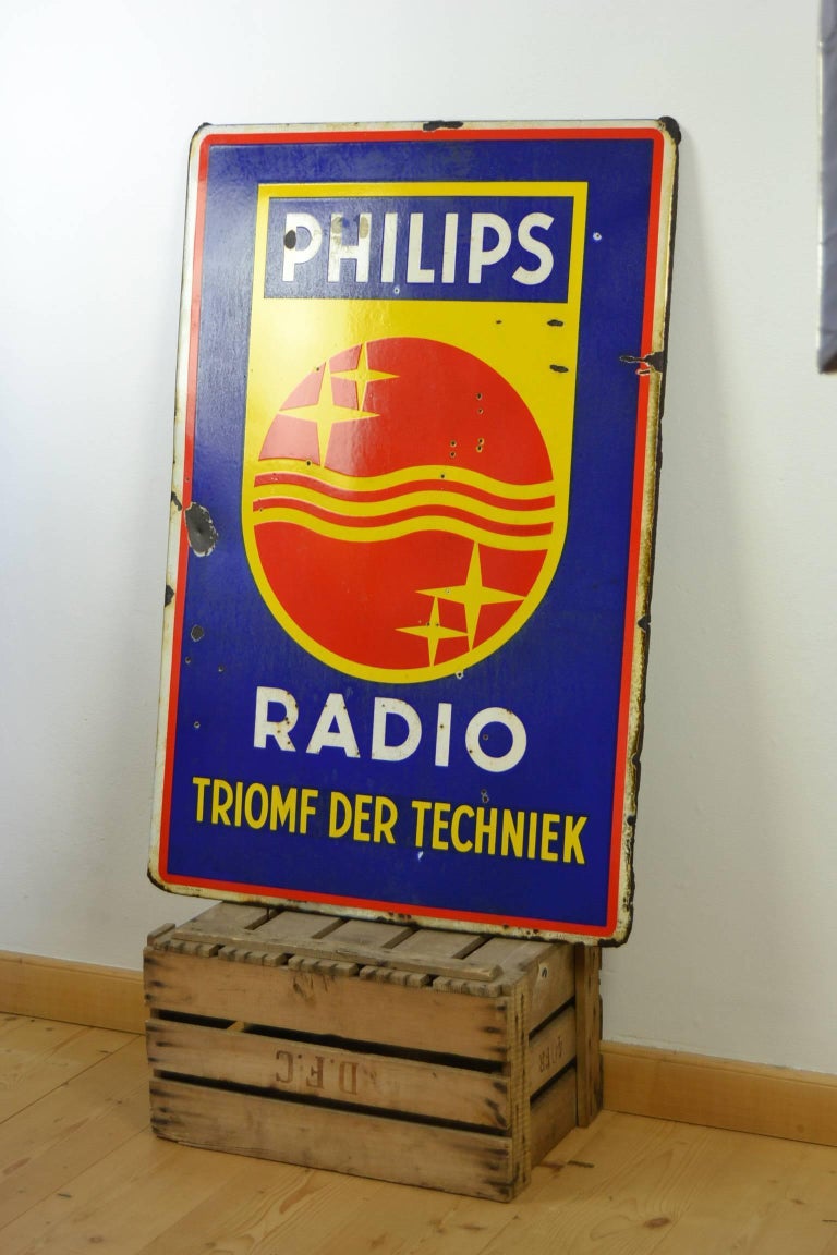 Vintage Porcelain Advertising Sign Philips Radio at 1stDibs