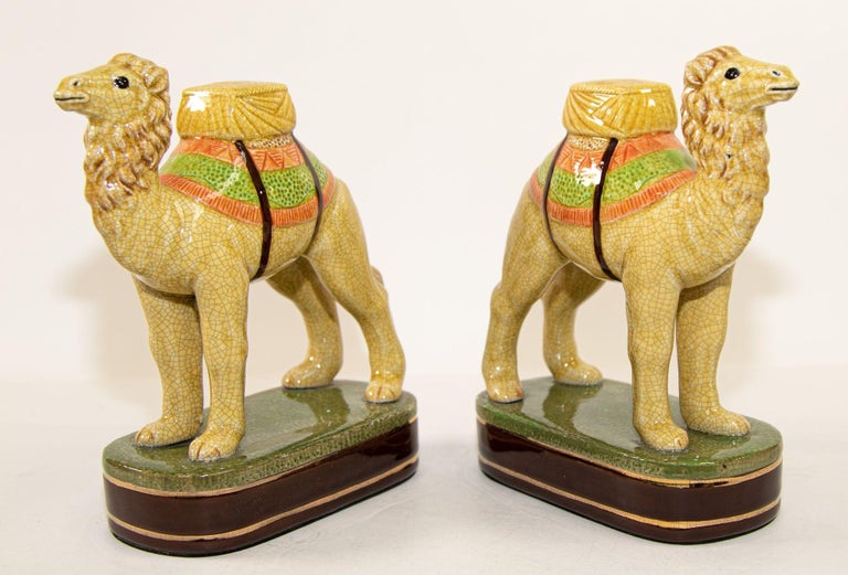 Vintage Porcelain Camel Sculptures Figurines Bookends For Sale at 1stDibs