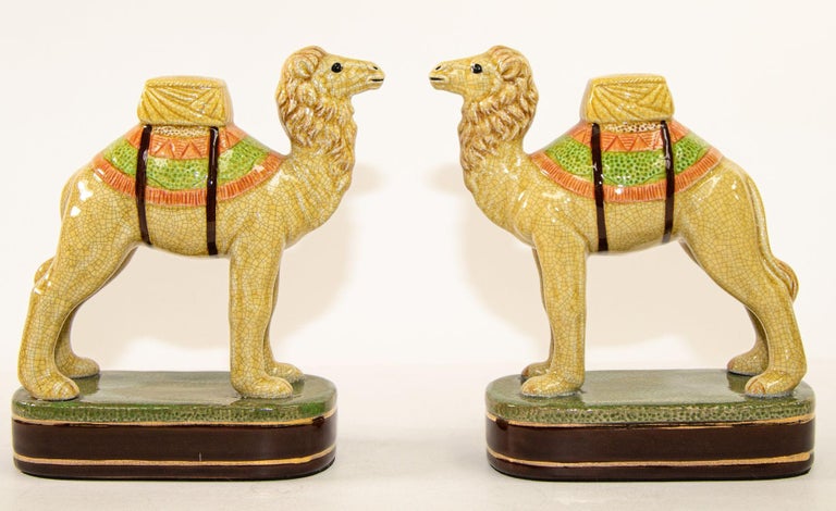 Vintage Porcelain Camel Sculptures Figurines Bookends For Sale at 1stDibs